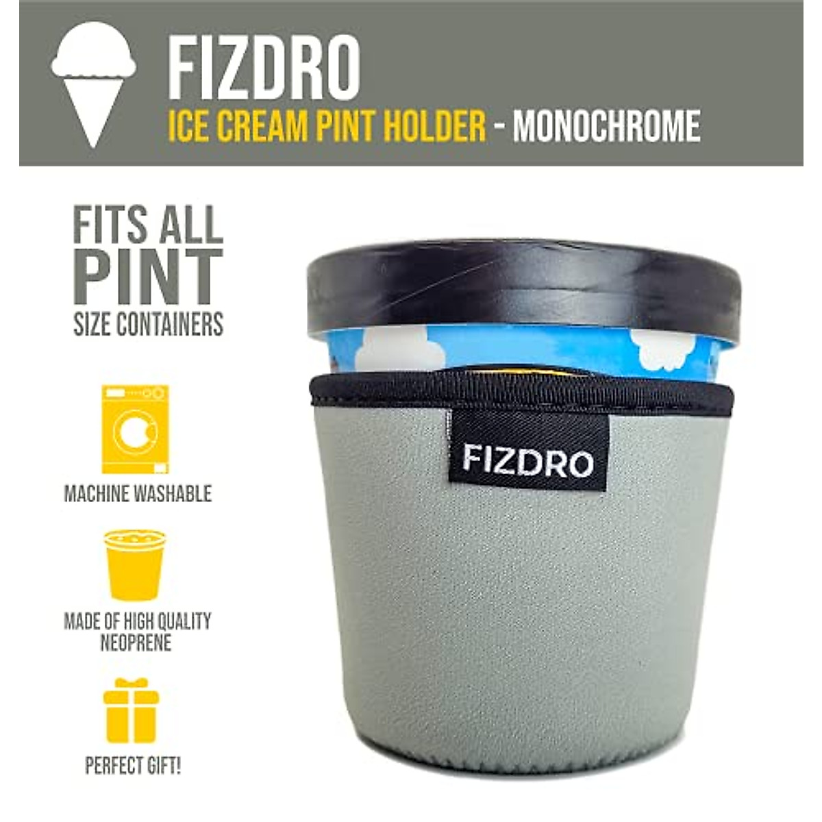 Fizdro Ice Cream Pint Holder - Monochrome (Gray)