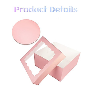 Bakepacker 36pcs 12x12x8 Inches Cake Boxes with Window 18-Packs Pink Cake Boxes 12 Inch Bakery Boxes (18 Cake Boxes +18 Cake Boards Included)
