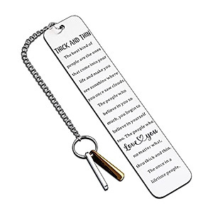 Valentine's Day Gift for Friend Thick and Thin Bookmarks for Best Friend Women Book Lover, Friendship Gifts for BFF Friends Mom Birthday Gift for Female Sentimental Gift for Friendship Besties Sister