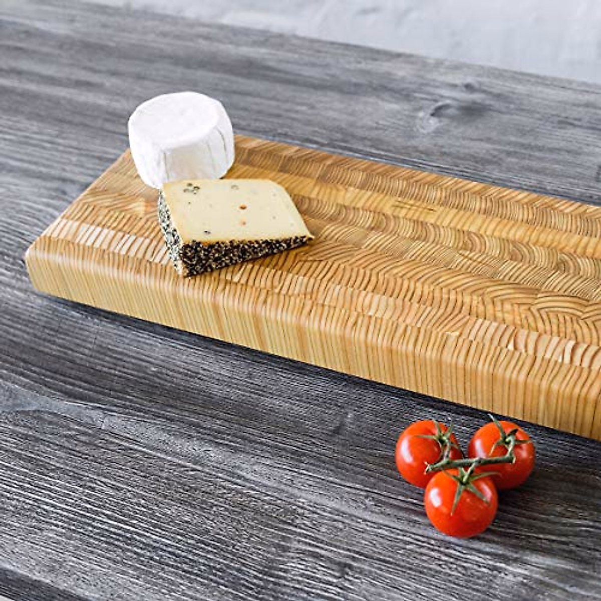 Larch Wood Canada End Grain Double Cheese Board, Handcrafted for Professional Chefs & Home Cooking, 17-3/4" x 7" x 1-1/2" plus Larch Wood Beeswax and Mineral Oil Conditioner (1.6 oz/ 45g)