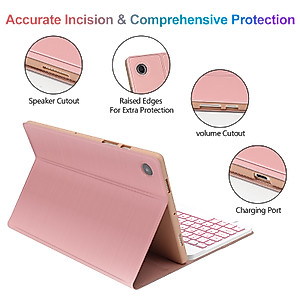 IVEOPPE Galaxy Tab A8 2022 Case with Keyboard 10.5 inch, Detachable Wireless Bluetooth Keyboard Cover & 7 Colors Backlit & Slim Folio Cover for Galaxy Tab A8 SM-X200/X205/X207（Sugar Pink）