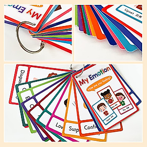 Richardy My Emotion English Words Educational Flash Cards Feelings Expressing Vocabulary Building Homeschool Kindergarten Supplies Kids Toddlers Learning Toys 17 Cards 34 Words