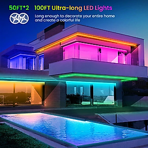 GUPUP 100 FT LED Strip Lights,Rope Lights,Bluetooth APP Control,Color Changing Light Strip,Lights sync with Music,para cuarto,LED Lights for Bedroom...