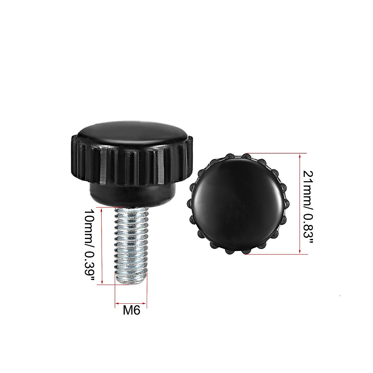 uxcell M6 x 10mm Metric Male Thread Knurled Clamping Knobs Grip Thumb Screw on Type Hand Clamping Handle Bolt with Plastic Knobs Black 10 Pcs