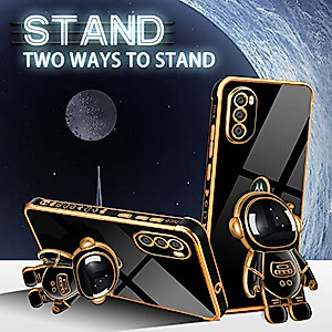 Buleens for Motorola Moto G Stylus 5G 2022 Case with Astronaut Stand, Women Girls Cases, Girly Cute 6D Outer Space Heart Pattern Phone Cover for G Stylus 5G 2022 6.8'' Black