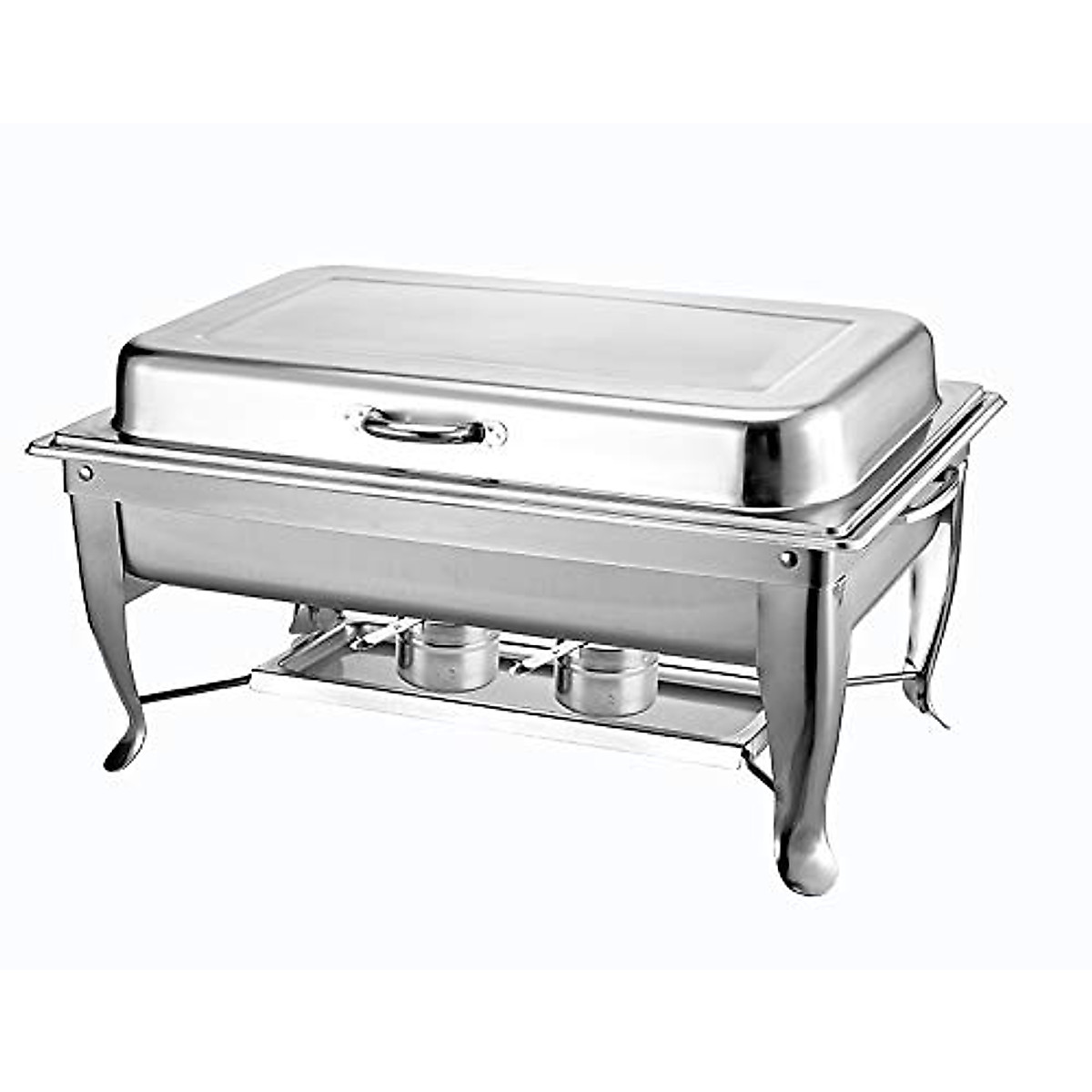 CHEFQ [2 Pack| 8Qt Deluxe Hinged Chafing Dish Foldable Frame Buffet Chafer Stainless Steel Food Warmer and 2 Aprons