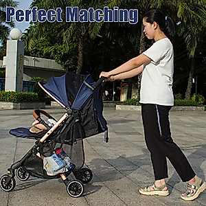 Mdgbgm Side Sling Stroller Organizer,Universal Stroller Mesh Cargo Net and Organizer Extra Stroller Storage Space,Non Slip and Adjustable Straps（Black）