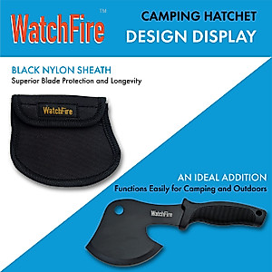 WatchFire 10” Black Camping/Survival Axe-Head Hatchet with Nylon Sheath (210921)