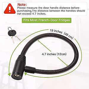 Rofio 2 Pack Fridge Lock, Refrigerator Lock with Keys, Childproof Lock for French Door Fridge and Cabinet