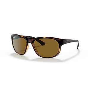 Ray-Ban Rb4351 Rectangular Sunglasses, Havana/Dark Brown Polarized, 59 mm