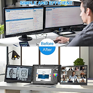 OFIYAA P2 Pro Portable Triple Monitor for Laptop, 13.3 ” Laptop Monitor Screen External Dual Screen Extender with One Cable Connect for 13”-16.5” Mac Windows Chrome Laptop/MacBook PC/PS5/Switch