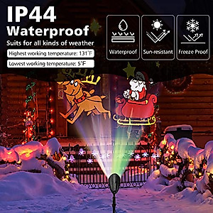 Tangkula Christmas Santa Claus on Sleigh Projector Light, Rotating LED Projection Lamp with 60° Adjustable Angle, Outdoor Landscape Decorative Lighting for Christmas, Holiday, Party, Garden, Patio