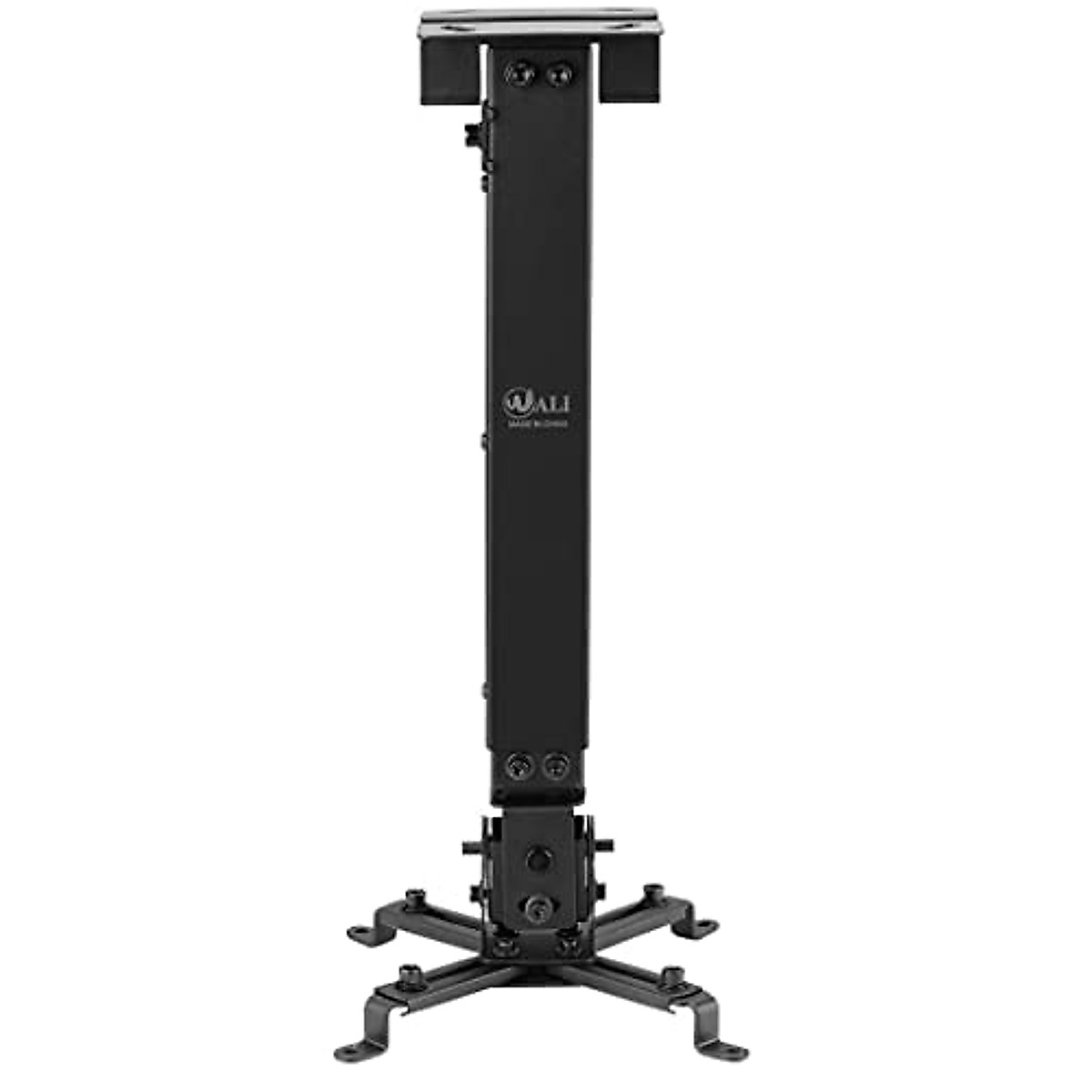 WALI Universal Projector Ceiling Mount Multiple Adjustment Bracket with 25.6 inches Extension Pole, Hold up to 44 lbs (PM-001-BLK), Black