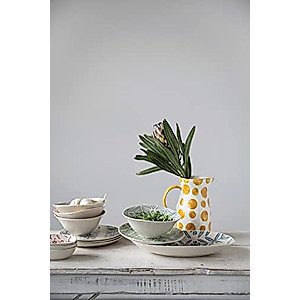 Creative Co-Op Hand-Painted and Debossed Stoneware Platter Serving Tray Serveware, 12.25", Blue & White