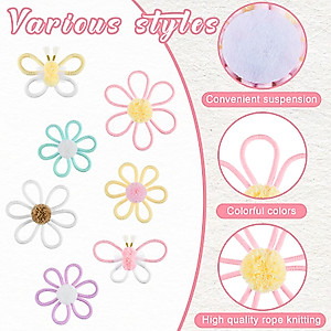 Yuxung 7 Pcs Boho Wall Decor Woven Daisy Flower Hanging Decor Room Nursery Decor Macrame Rainbow Bohemian Room Home Bedroom Cute Wall Flowers for Girls Kids Baby