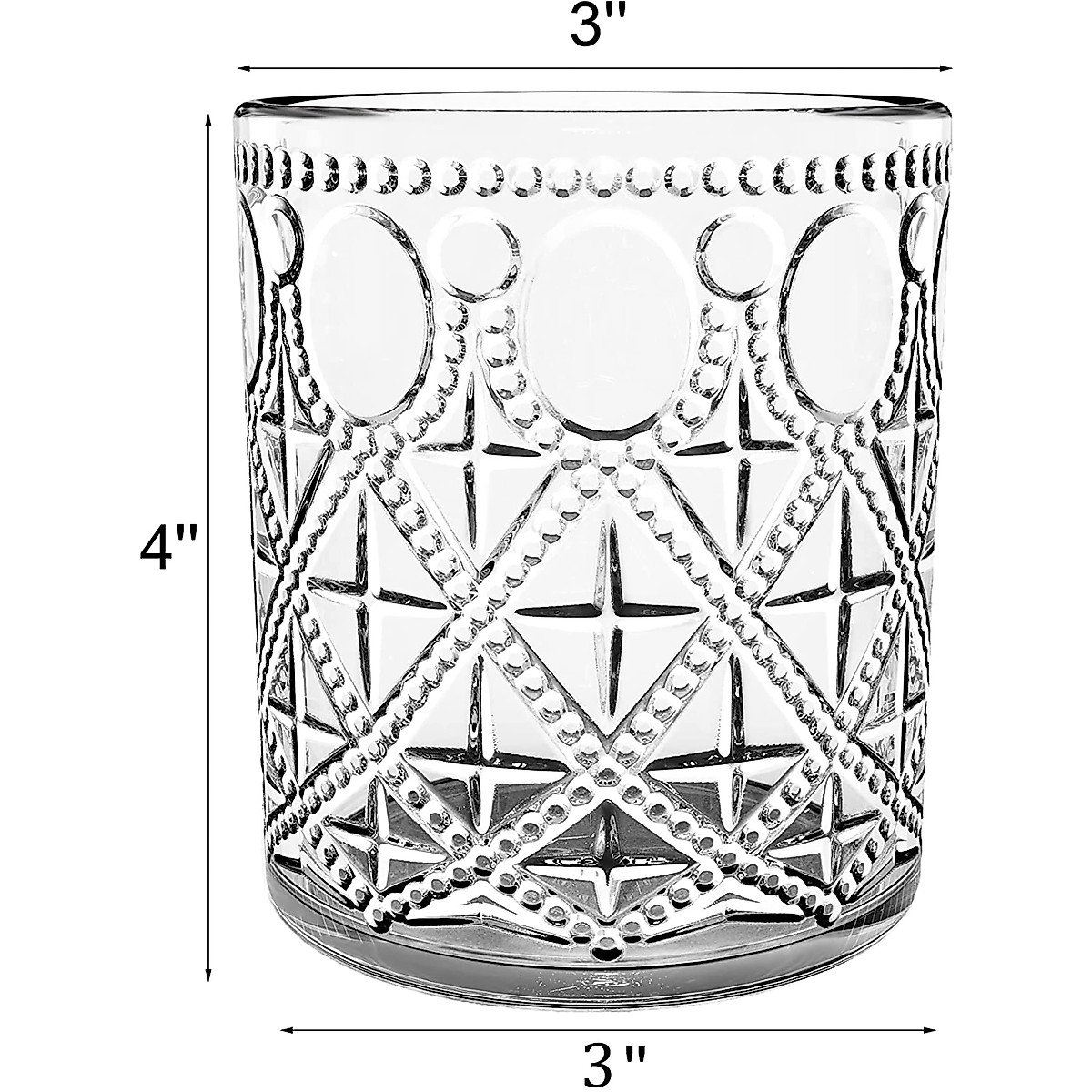 Yesland 6 Pack Vintage Drinking Glasses, 10 oz Clear Hobnail Glasses Tumbler - Embossed Water Glassware Set for Juice, Beverages, Beer, Cocktail, Whisky, Dinner Parties, Bars, Restaurants