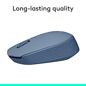 Logitech M170 Wireless Mouse for PC, Mac, Laptop, 2.4 GHz with USB Mini Receiver, Optical Tracking, 12-Months Battery Life, Ambidextrous - Blue Grey