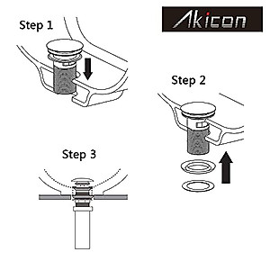 Copper Push Button Bathroom Sink Drain Stop & Pop up Lavatory Stopper with Overflow Bathroom Basin - Akicon