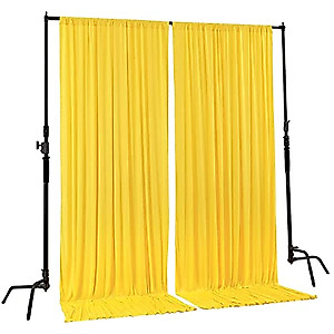 AK TRADING CO. 10 feet x 10 feet Polyester Backdrop Drapes Curtains Panels with Rod Pockets - Wedding Ceremony Party Home Window Decorations - Yellow