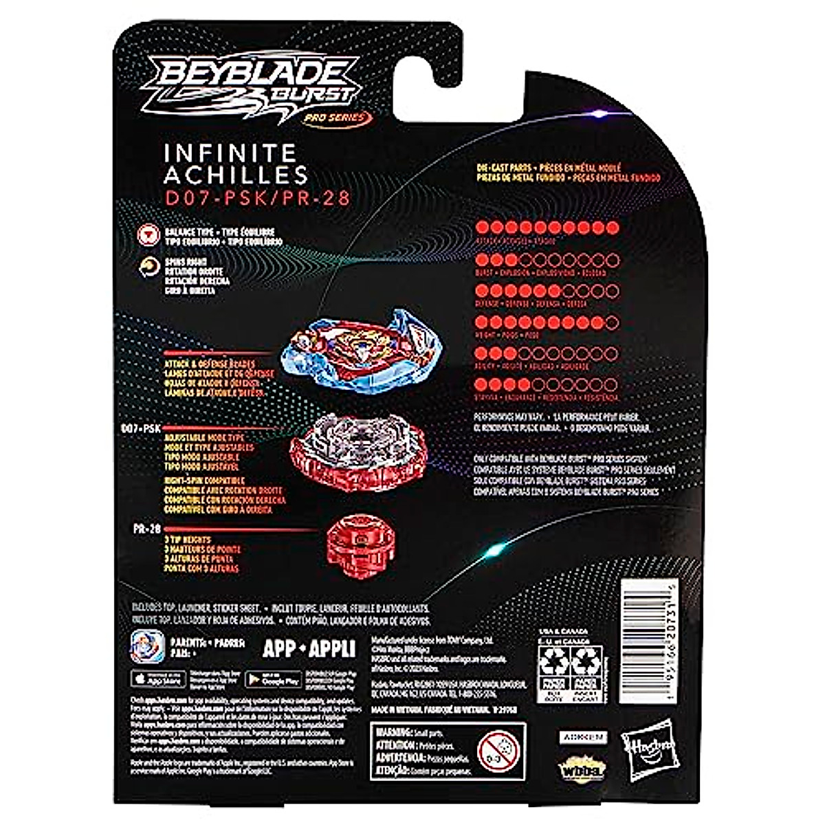 Beyblade Burst Pro Series Infinite Achilles Spinning Top Starter Pack, Balance Type Battling Game Top, Toy for Kids Ages 8 and Up