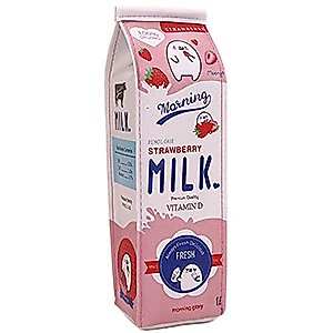 8 Colors,Large Capacity Cute Milk Carton Pencil Cases Box Cosmetic Bag with Zipper by Warmword (Pink)