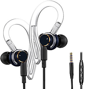 SUYUZREY Wired Earbuds bass Dynamic Unit in-Ear Headphones with mic, High Fidelity Stereo 3.5mm Jack Earphones Noise Isolation Memory Foam and Sports earhook Ear Buds Wired,Metal Shell(Moving Coil)