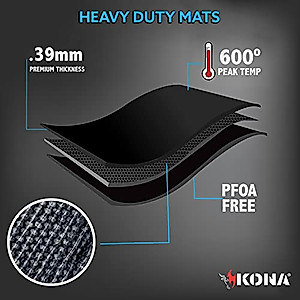 KONA Best BBQ Grill Mat - Heavy Duty 600 Degree Non-Stick Mats (Set of 2) - 7 Year Warranty