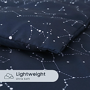 Wake In Cloud - Constellation Comforter Set, Celestial Space Star Galaxy Astrology, Soft Lightweight Bedding for Teen Kids Boys Girls, 3 Pieces, Navy Blue, Twin/Twin XL Size