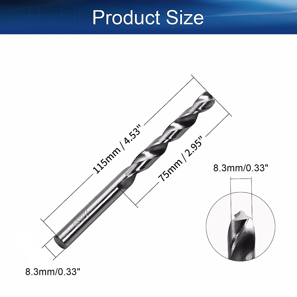 Auniwaig HSS Straight Shank 8.3mm Dia Twist Drill Drilling Hole Bits for Woodworking,Steel Aluminum Alloy 2pcs