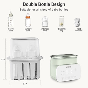 Deluxe Baby Bottle Warmer 7 in 1 Fast Bottle Warmer for Breastmilk Food Heater&Thaw with Timer Accurate Temperature Control Double Bottle Warmer for Baby Milk and Formula
