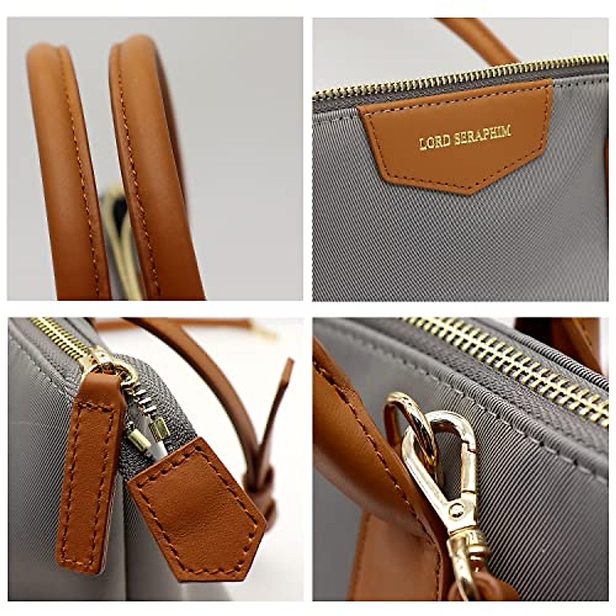 Women Lightweight Waterproof Nylon Handbag Shoulder Totes Crossbody Bag,Leather Shoulder Handbags And Travel Work Purse (Light grey)