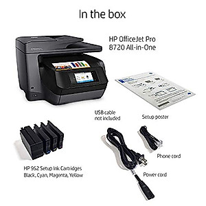 HP OfficeJet Pro 8720 All-in-One Wireless Printer, HP Instant Ink or Amazon Dash replenishment ready - Black (M9L74A)