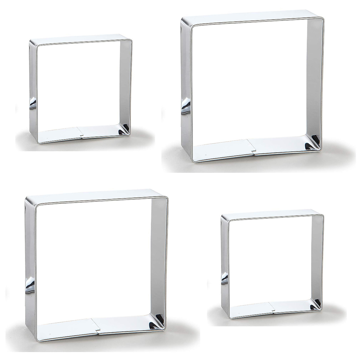 Bakerpan Stainless Steel Square Cookie Cutter Set, Square Biscuit Cutters for Baking (2 Inch & 3 Inch)