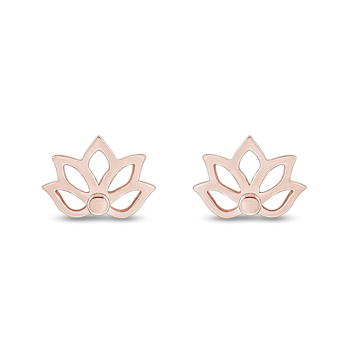 Lotus Flower Stud Earrings in 14k Rose Gold Over Sterling Silver
