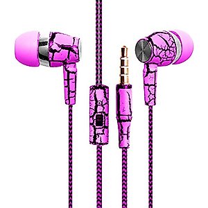 Design Nylon Braided Crack Earphone Cloth Rope Earpieces Stereo Bass MP3 Music Headset with Microphone for Cellphone MP3 MP4 (Pink)