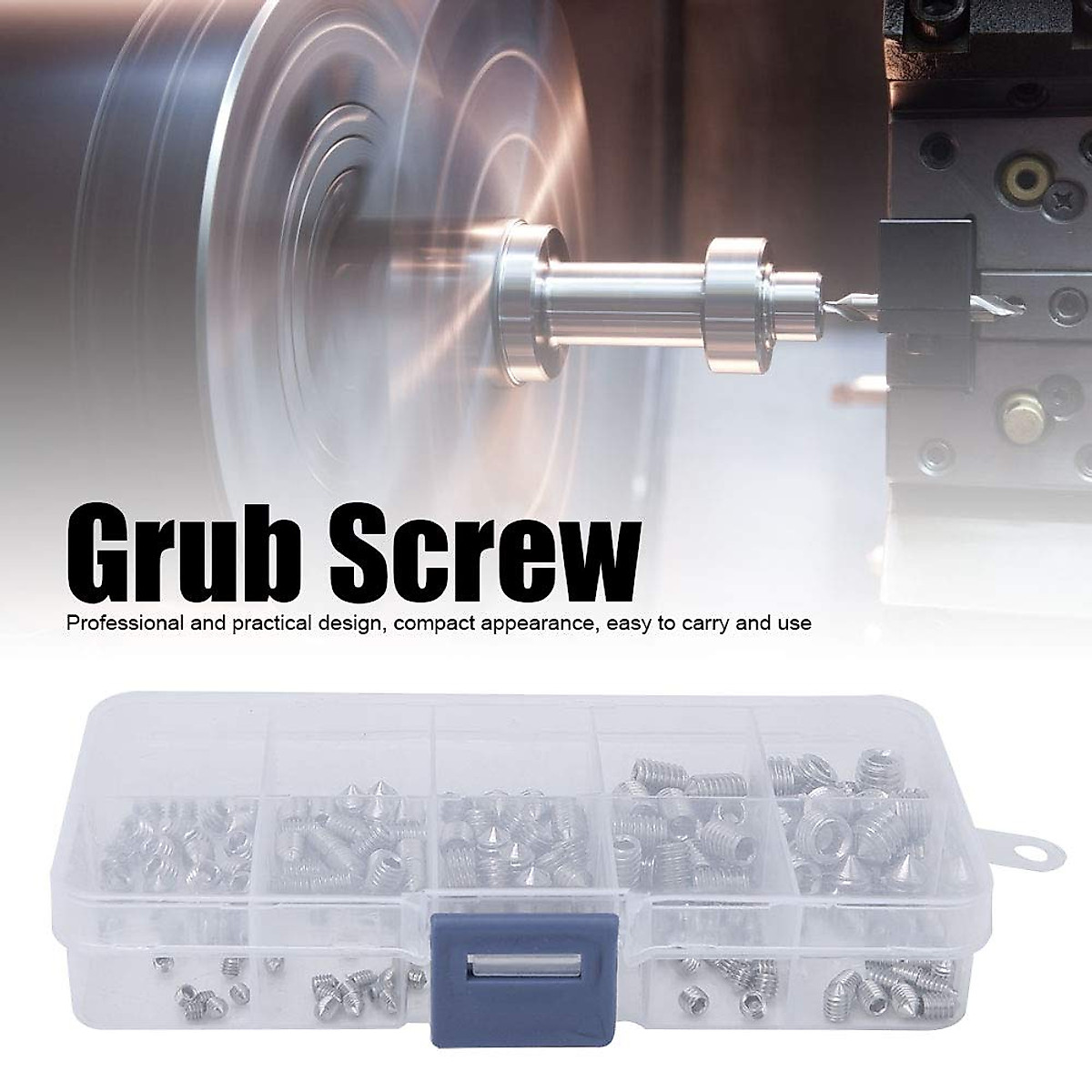 ViaGasaFamido Allen Head Socket Hex Grub Screw Cone Point Set Screw Metric 304 Stainless Steel Set Screws Bolts Assortment Kit M3 M4 M5 M6 M8 with Storage Box