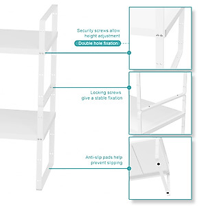 WEJIPP Expandable Cabinet Shelf Organizer Stackable Shelves Adjustable Shelf Riser for Kitchen Pantry Office,10.24" W,White