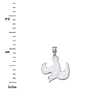 Solid 10k White Gold Descending Holy Spirit Dove Pendant Necklace (18")