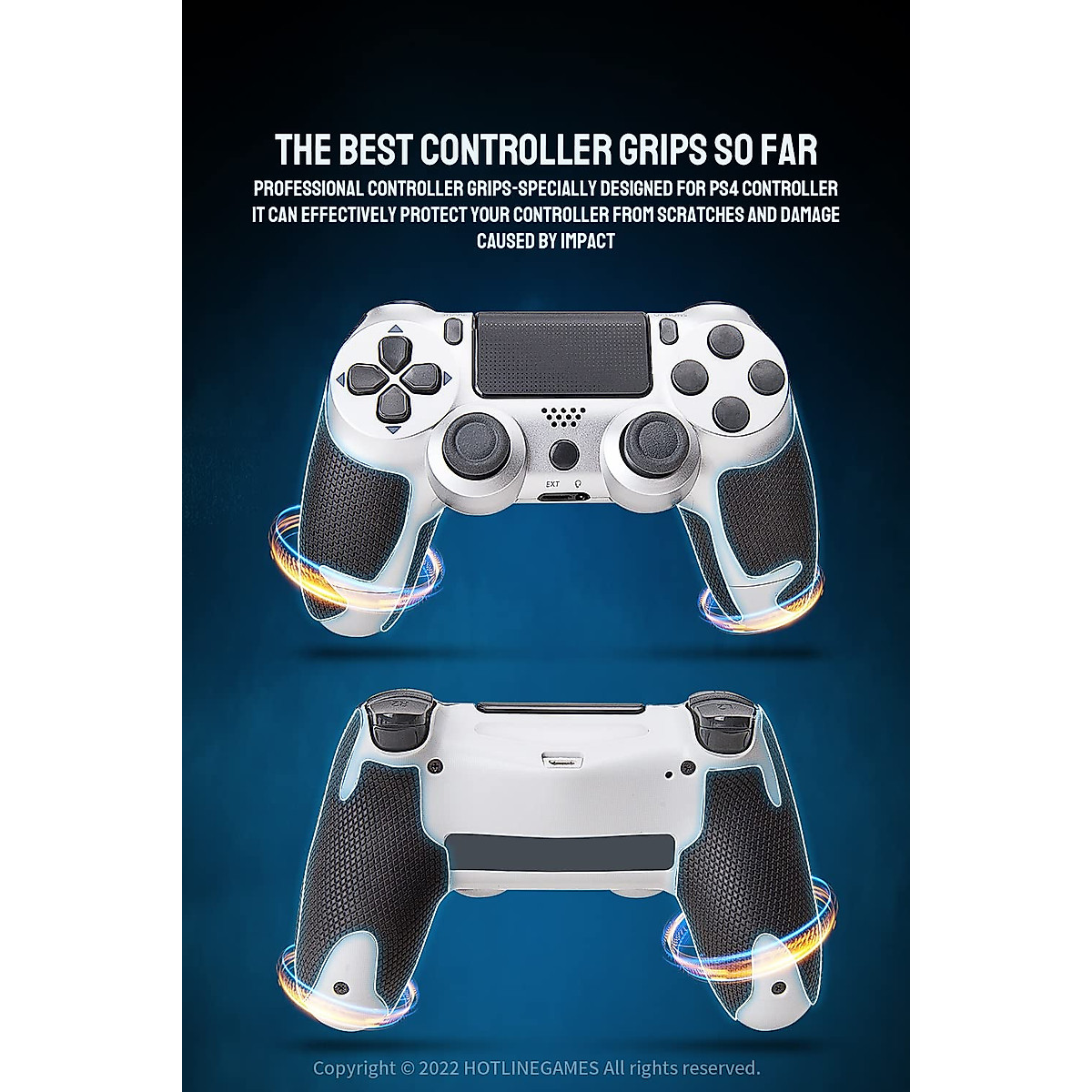 HOTLINEGAMES 2.0 Plus Controller Grip Compatible with PS4 DualShock 4 Controller, Textured Soft Skin Kit, Pre-Cut, Easy to Apply, Sweat-Absorbent (for Handle Grips)