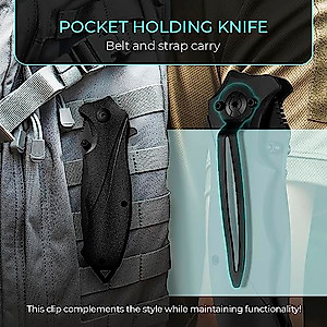 Tactical Knife for Men - Black Pocket Knife - Best Spring Assisted Knife with Glass Breaker and Pocket Clip - Cool Folding Knives for Military Work Self Defense Camping - Birthday Gifts for Dad 6495 B