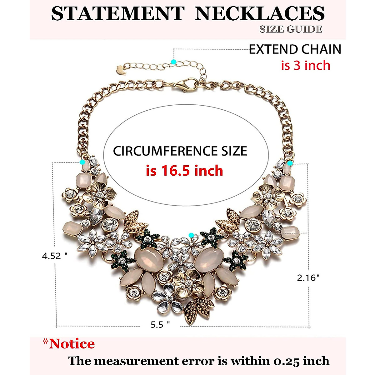 Womens Statement Necklaces Flower Chunky Necklace Floral Bib Necklaces Antique Gold