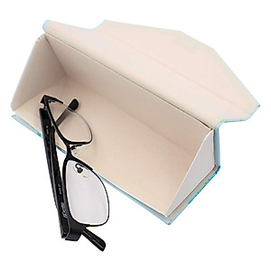 Real Sic Vegan Leather Eyeglass Case - Reading Glasses Case with Magnetic Folding - Leather Sunglass Case with Aluminum & Cardboard Core - Hard Case for Sunglasses, Reading Glasses - (Black)