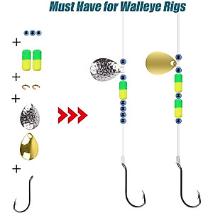 Walleye Rigs Fishing Lure Making Kit Walleye Spinner Rigs Kokanee Rigs Trolling Rigs, Lure Making Supplies Parts Crawler Harness Live Bait Rigs Colorado Blades Pompano Floats Clevis Beads