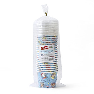 Glad for Kids 12 oz PAW Patrol Paper Snack Bowls with Lids, 20 Ct | Disposable Paper Bowls with Lids | Kids Snack Bowls for Everyday Use with PAW Patrol Puppies Designs