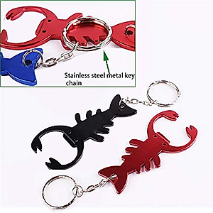 Flat Bottle Beer Opener Key Chain Lobster Wine Bottle Opener 6 Pack Colorful Aluminum Alloy Tool Funny Opener for Home Kitchen Bar Restaurant Bartender Anniversaries Party Supplies