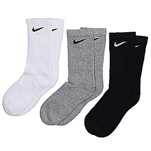 Nike Everyday Cushion Crew Training Socks, Unisex Nike Socks with Sweat-Wicking Technology and Impact Cushioning (3 Pair), Multi-Color, Medium