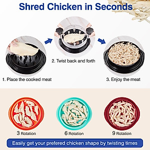 Chicken Shredder Tool Twist Large: 2025 Pro & Standard Food-Grade Visible Meat Shredder Tool Twist with Anti-Slip Petal-Like Base, Chicken Breast Shredder, Chicken Grinder (Black, Standard - 8")