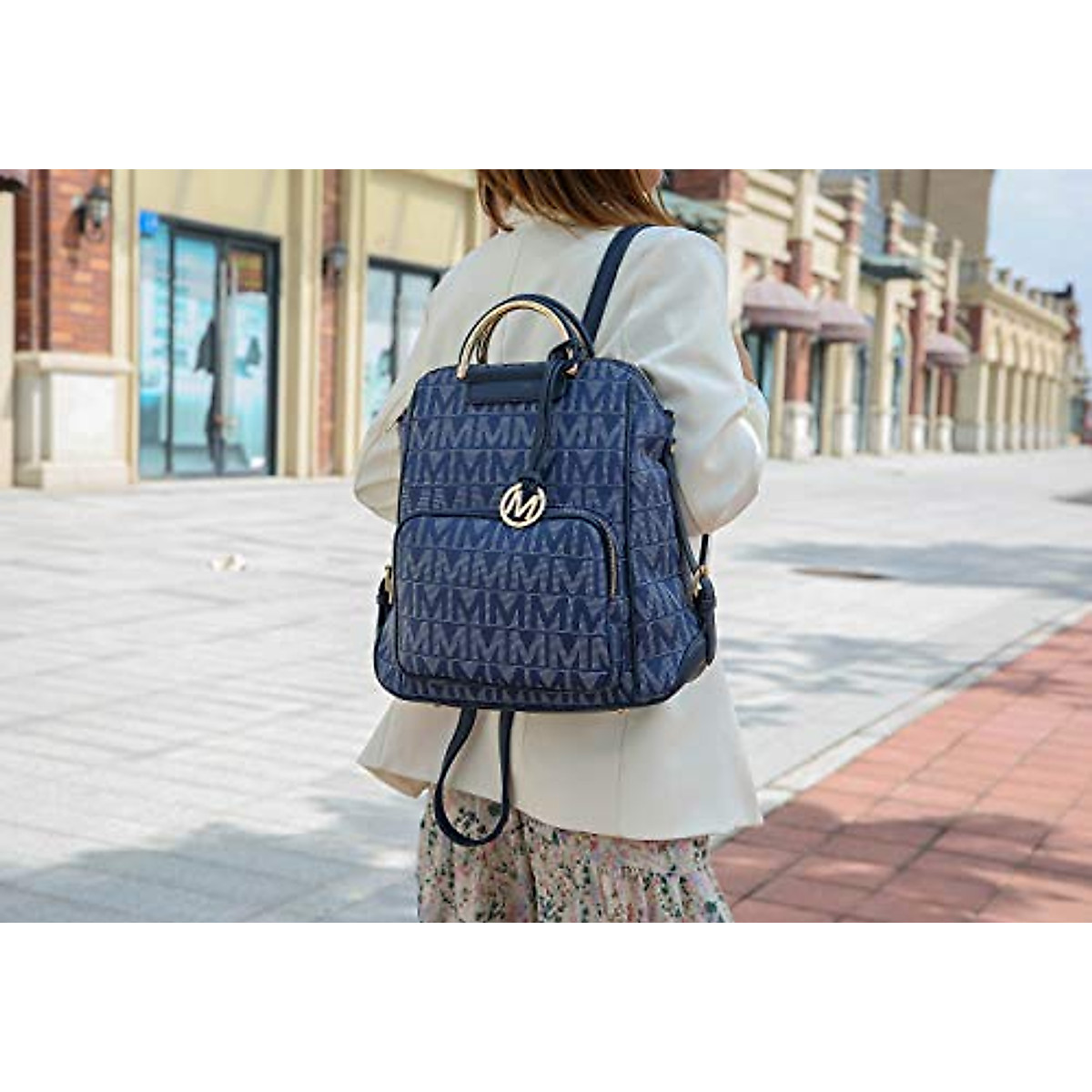 Mia K Collection PU Leather Backpack Purse for Women & Teen Girls - Ladies Fashion Travel - Big Bookbag Top-Handle Black