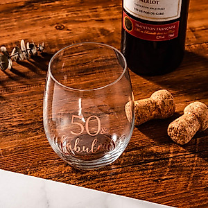 Crisky Rose Gold 50 & Fabulous Wine Glass for Women 50th Birthday Gifts Funny Ideas for Women, Wife, Mom, Sister, Aunt, Friends, Coworker, Her Rose Gold Foil 50 & Fabulous 14oz, with Box