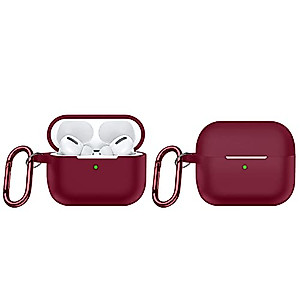SaharaCase Silicone Case for Apple AirPods Pro 2 (2nd Generation) [Rugged] Full Body Protection Antislip Grip Slim with Keychain (Burgundy)